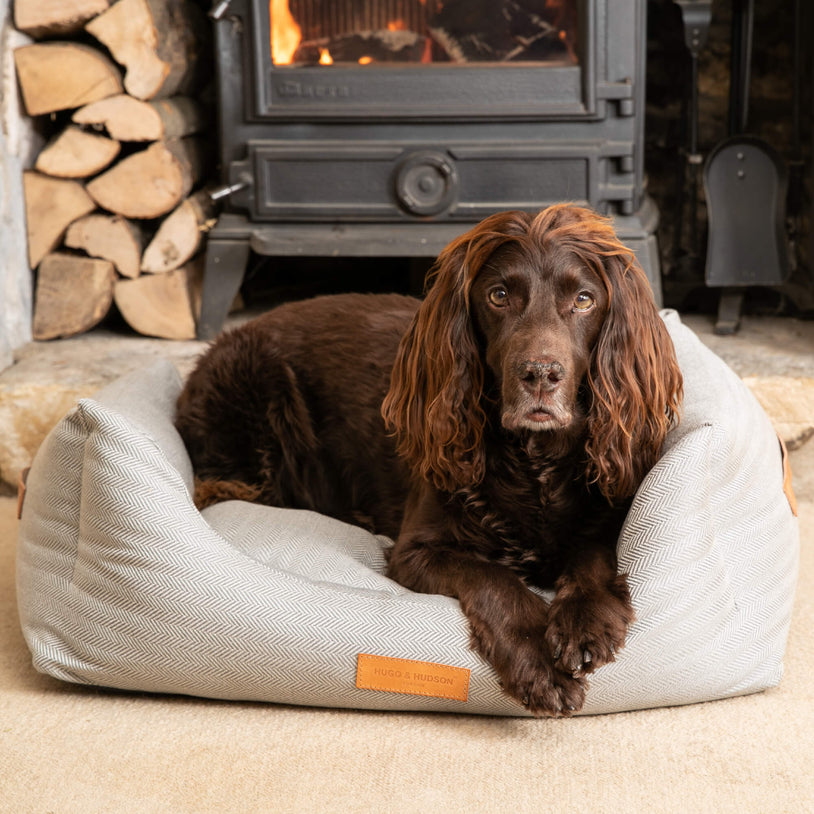 Sand Herringbone Luxury Dog Bed – Hugo & Hudson London
