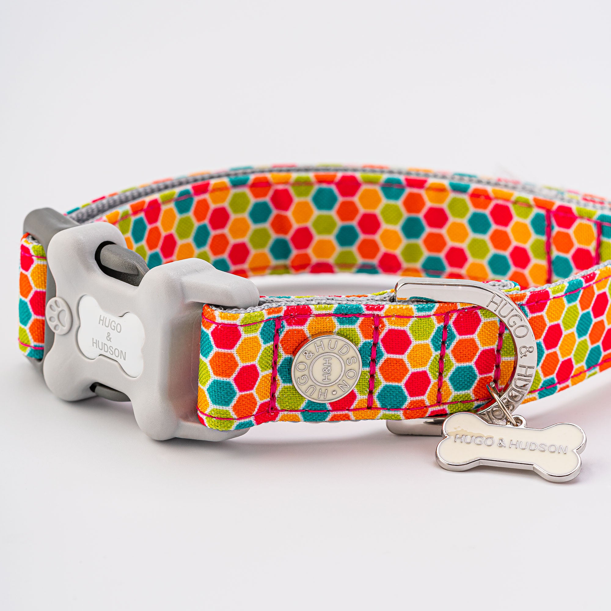 Fabric Dog Collar - Geometric Multi-colour – Hugo & Hudson London