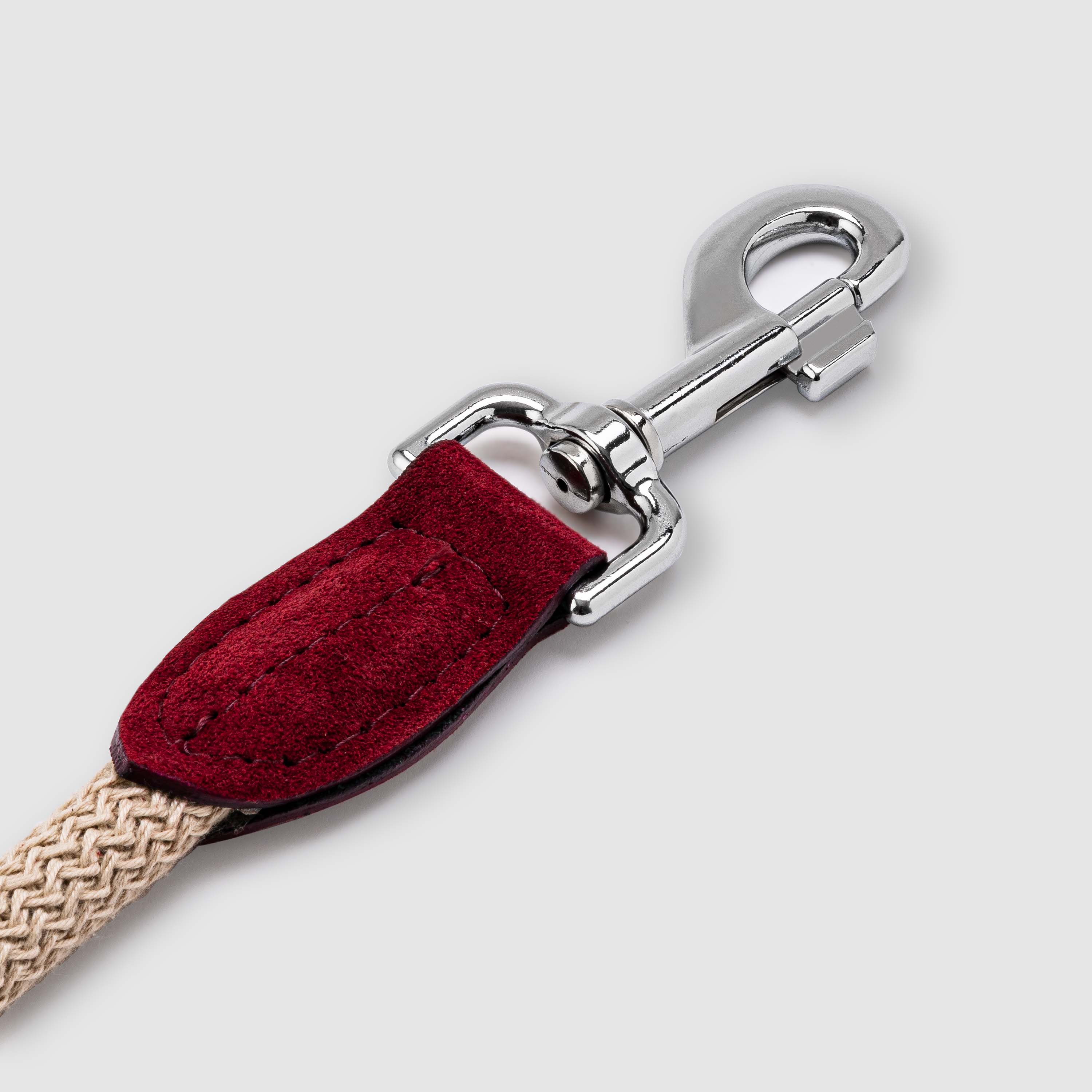 Rope and Leather Dog Lead - Burgundy – Hugo & Hudson London