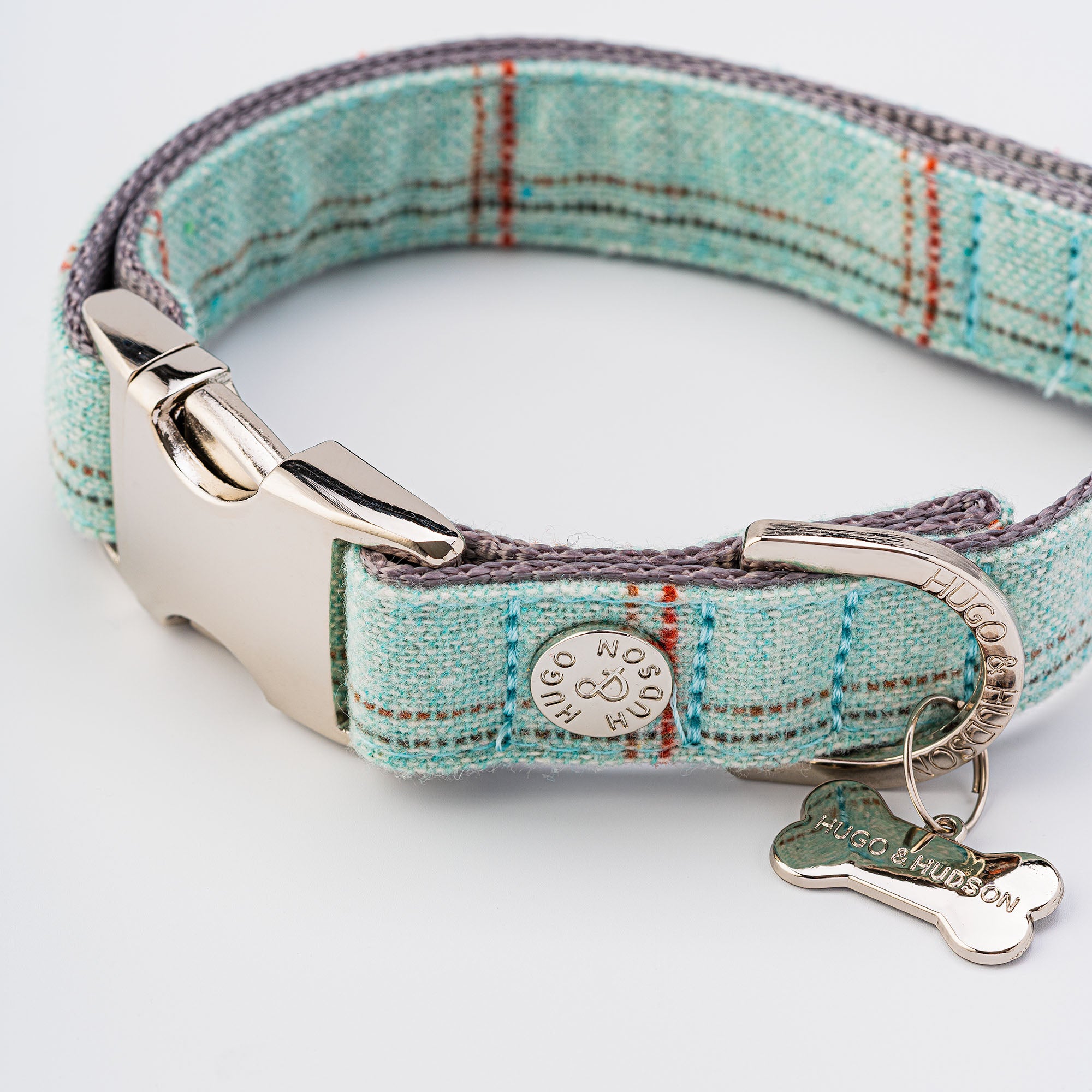 Tweed Dog Collar - Aqua Checked – Hugo & Hudson London